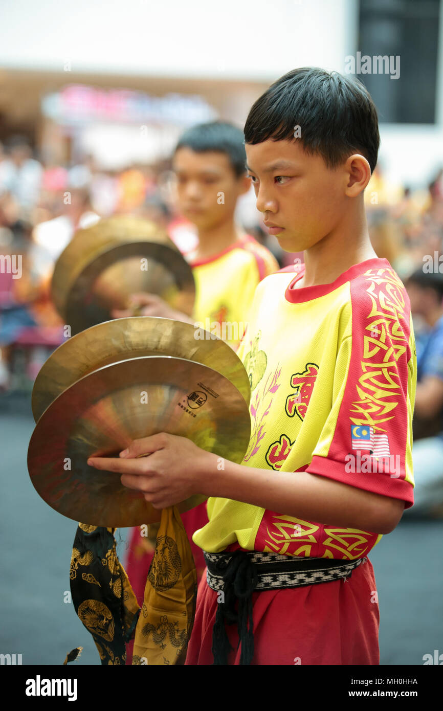Young lion dance orchestra cymbals players performing at VIVA HOME ...