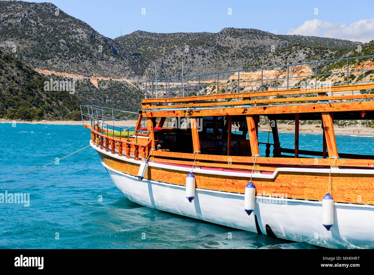 Boat on the Mediterranean sea in Turkey Stock Photo - Alamy