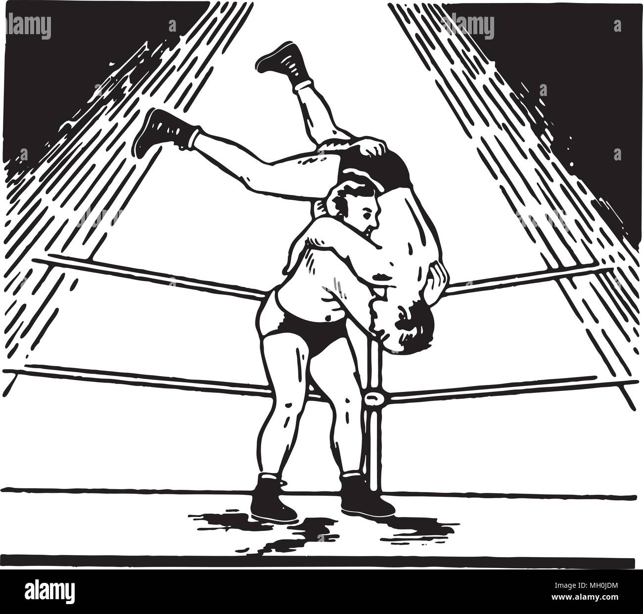 Vintage wrestling illustration hi-res stock photography and images - Alamy