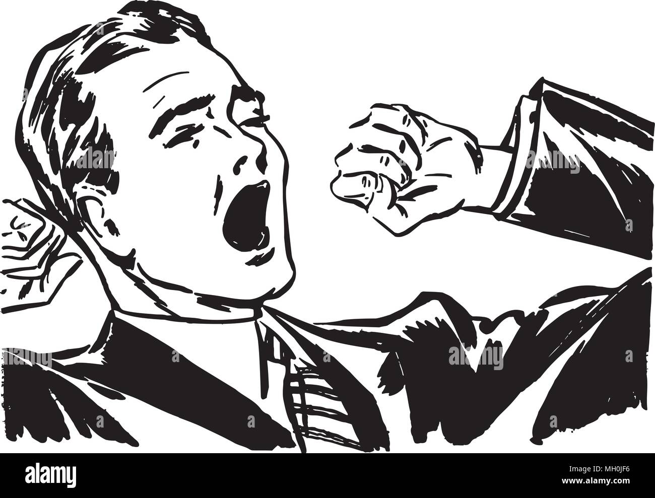 Yawning And Stretching - Retro Clipart Illustration Stock Vector Image ...