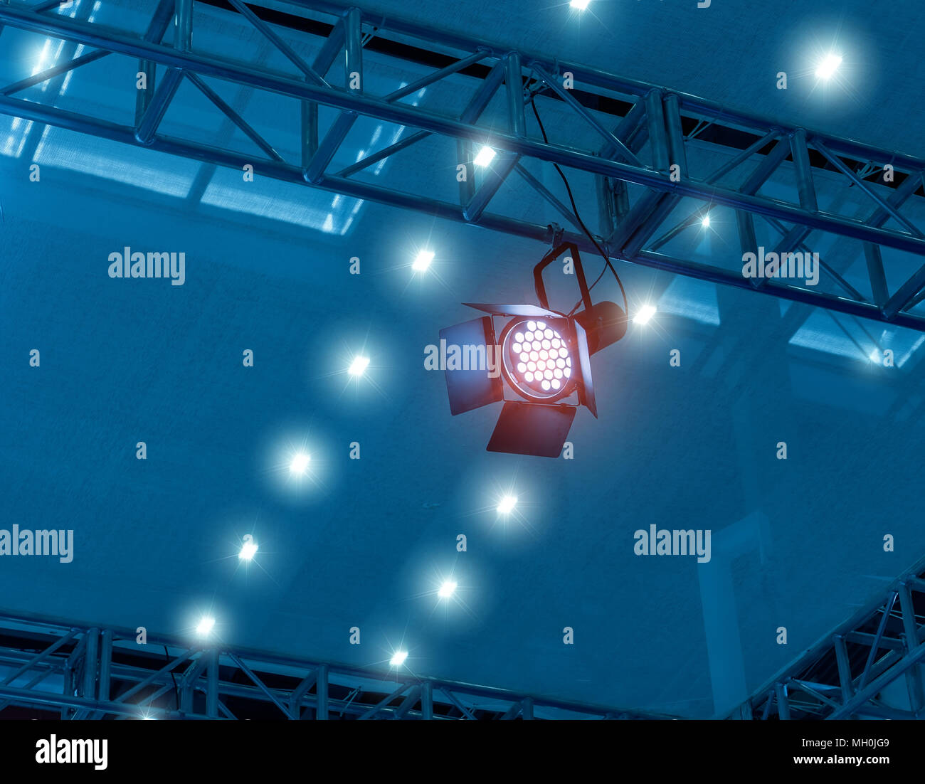 spotlights on a theatre stage Stock Photo - Alamy