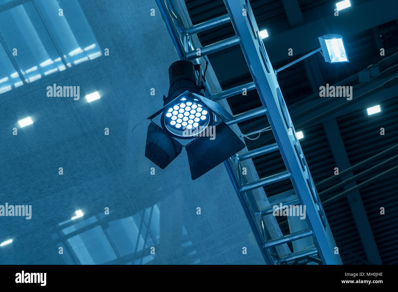 spotlights on a theatre stage Stock Photo - Alamy
