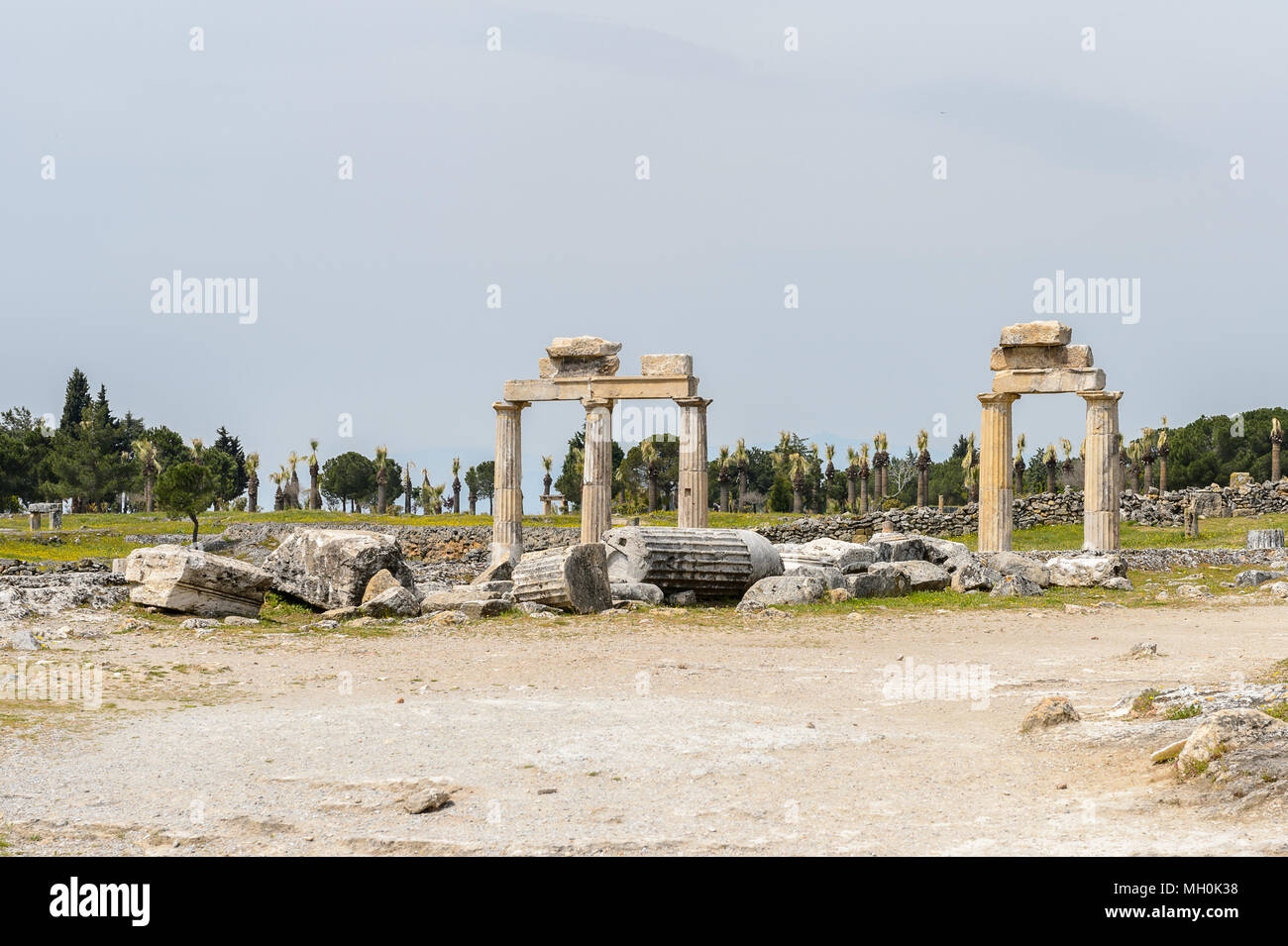 Columns in Hierapolis, Pamukkale, Turkey. UNESCO World Heritage Stock ...