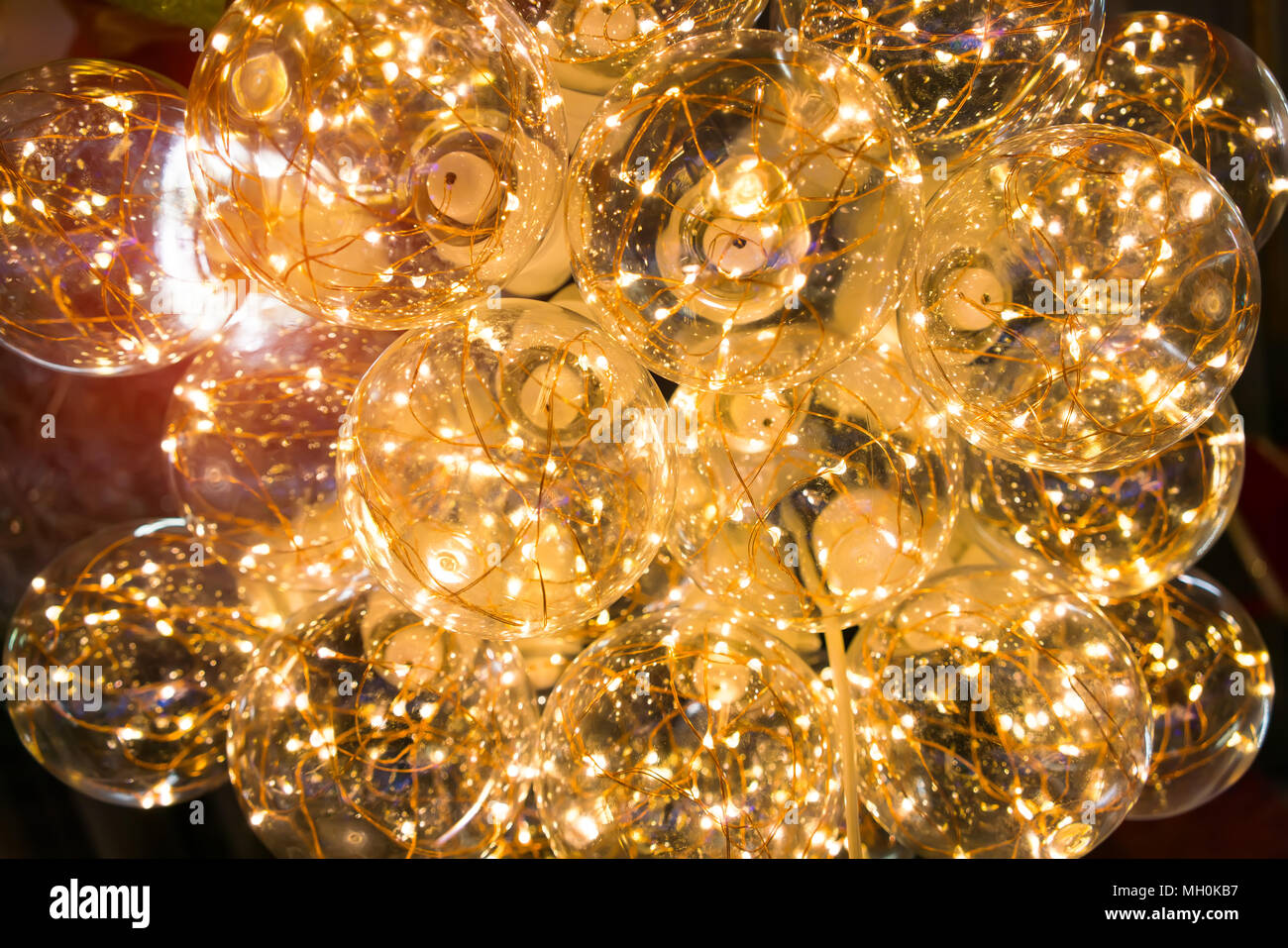 Decorative edison style LED light bulb hang from ceiling Stock Photo ...