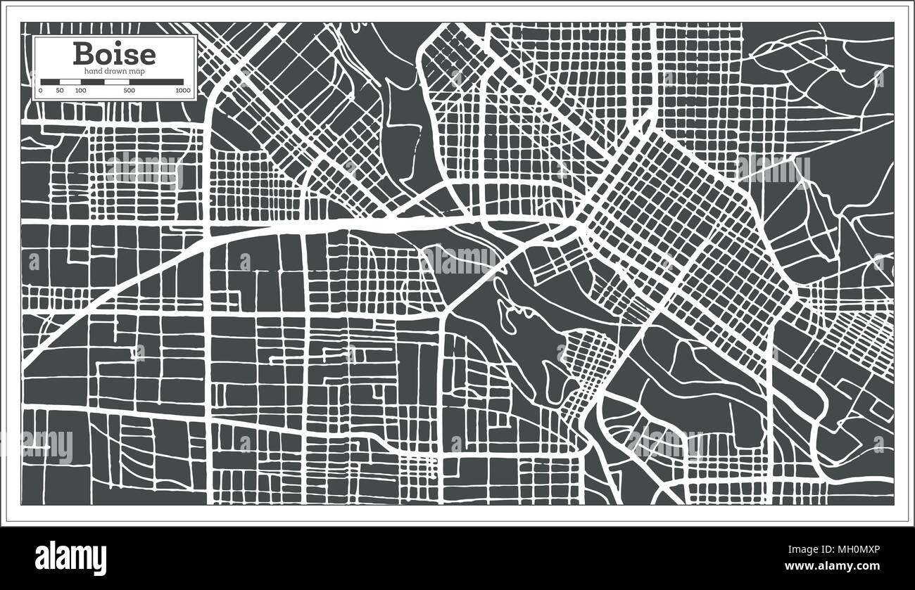 Boise USA City Map in Retro Style. Outline Map. Vector Illustration ...