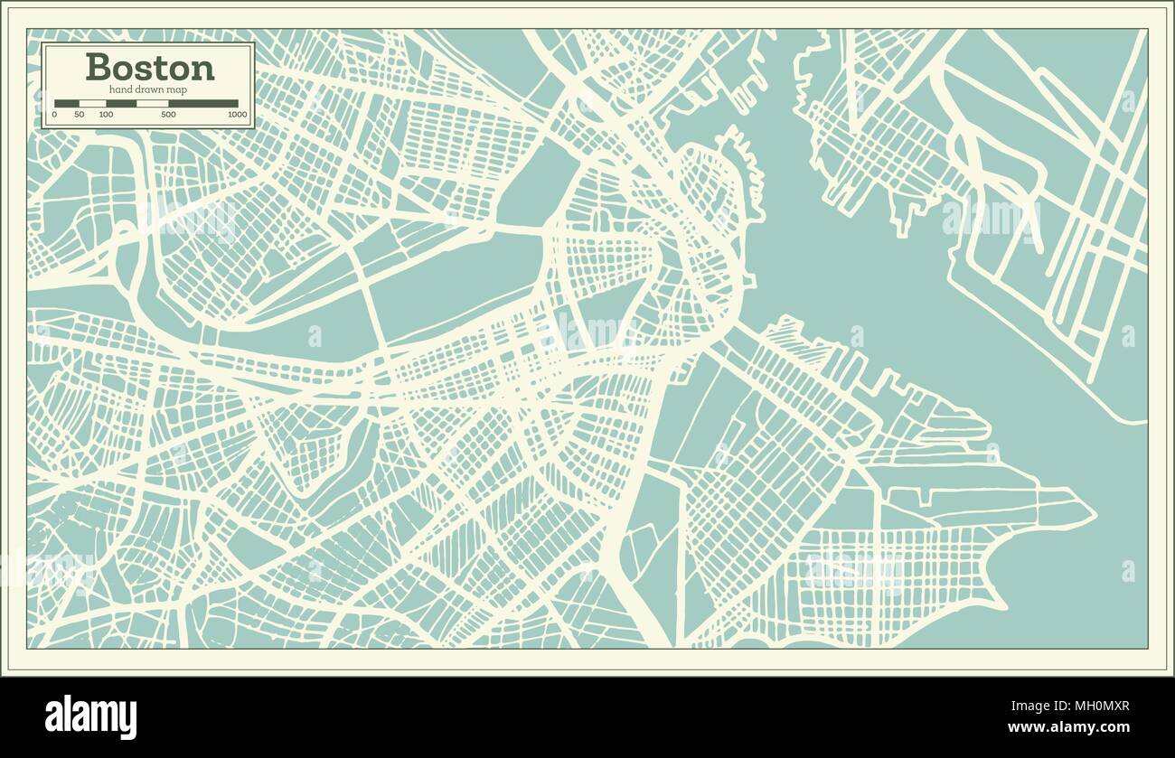 Boston USA City Map in Retro Style. Outline Map. Vector Illustration ...