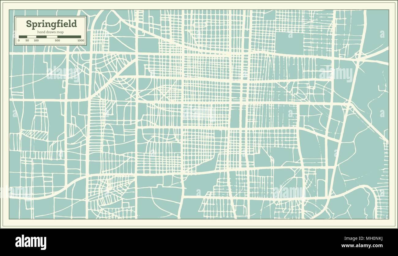 Springfield USA City Map in Retro Style. Outline Map. Vector ...