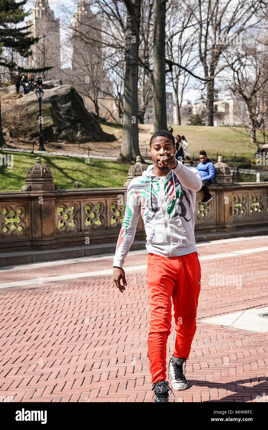 A hip hop performer in Central Park, New York City in the United States ...
