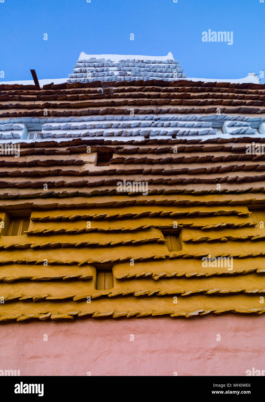 Traditional clay and silt homes in a village, Asir Province, Aseer ...