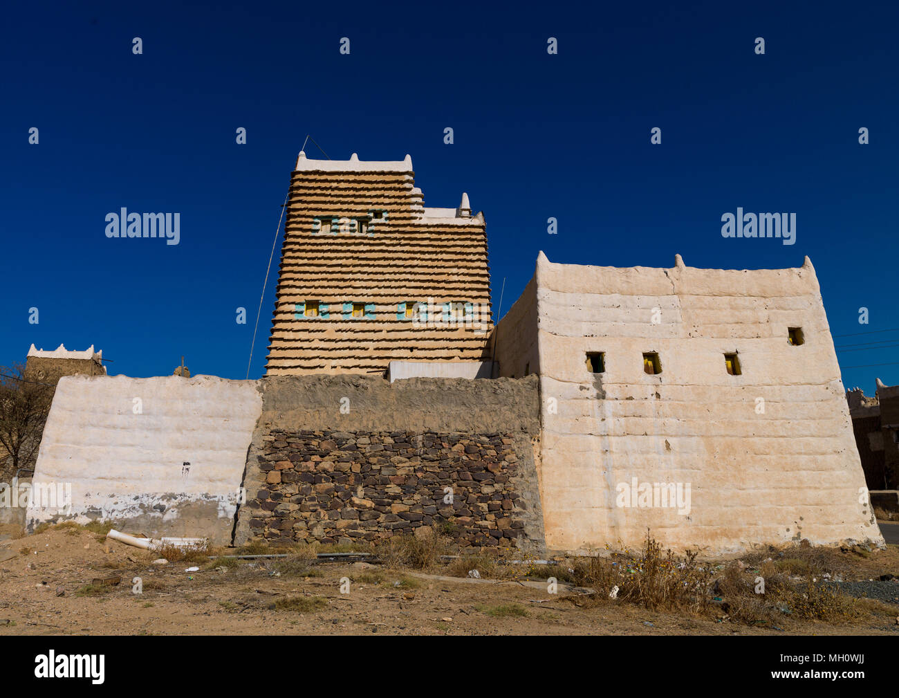 Traditional clay and silt homes in a village, Asir Province, Ahad ...