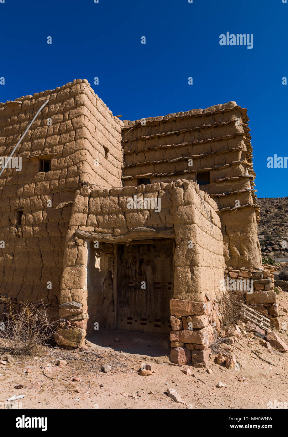 Traditional clay and silt homes in a village, Asir Province, Ahad ...