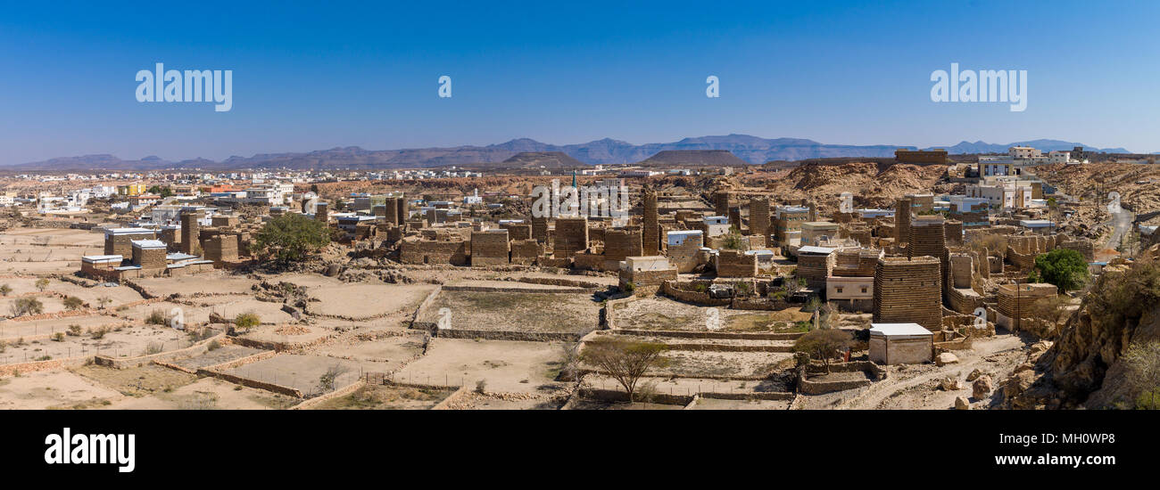 Traditional clay and silt homes in a village, Asir Province, Ahad ...
