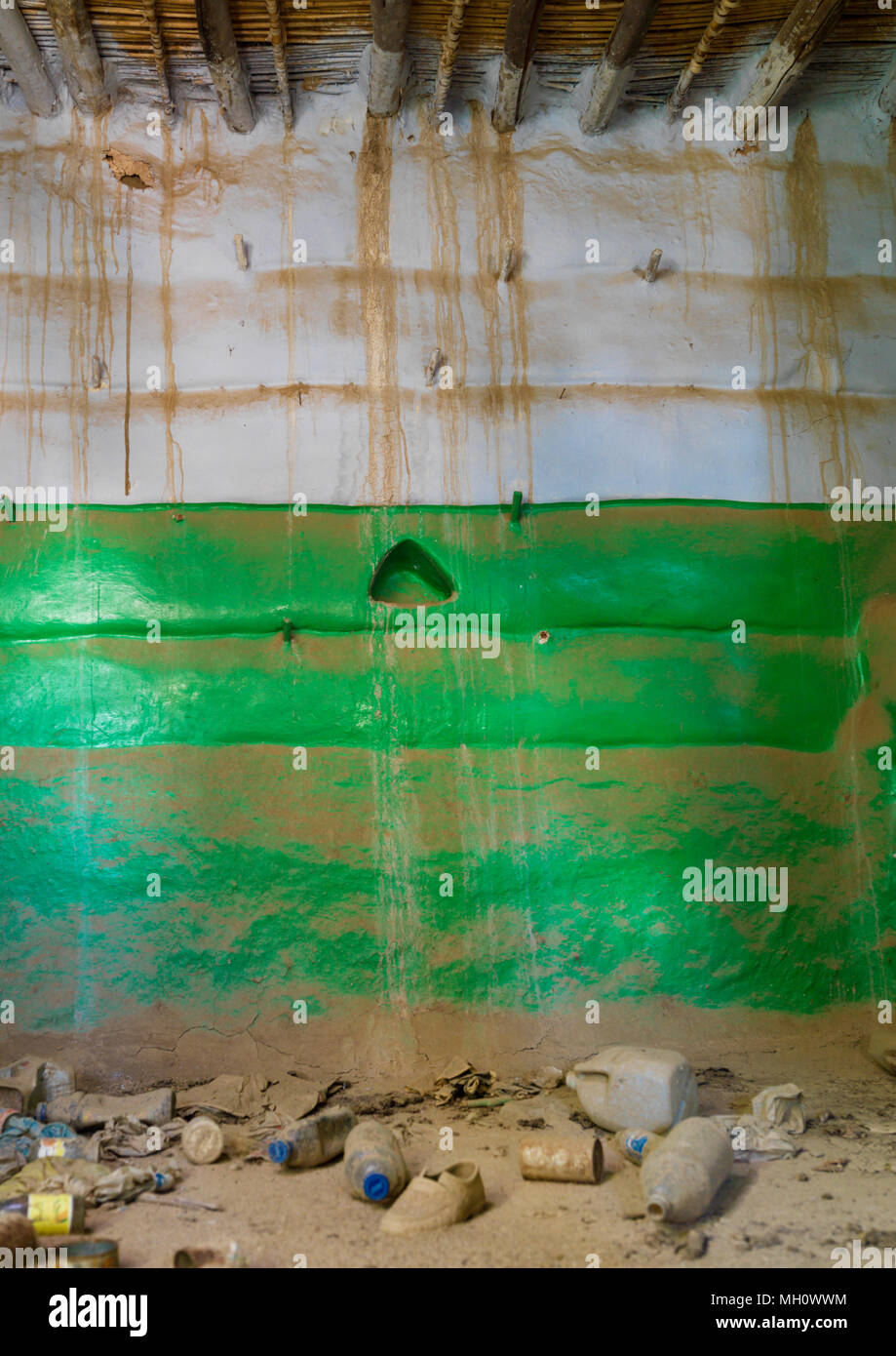 Painted wall of an asir traditional house, Asir Province, Ahad Rafidah ...