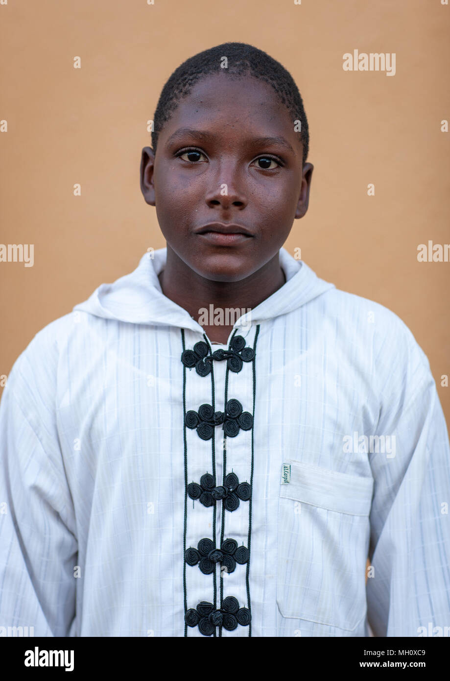 Portrait of a saudi boy with black skin, Najran Province, Najran, Saudi ...