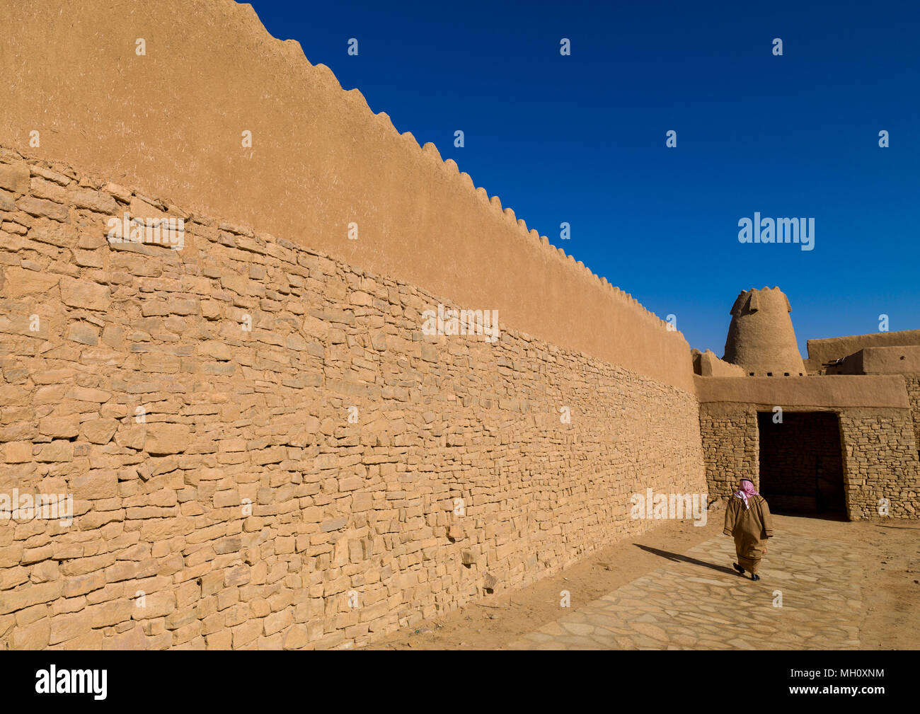 Stone and mud-brick qasr marid wall, Al-Jawf Province, Dumat Al-Jandal ...