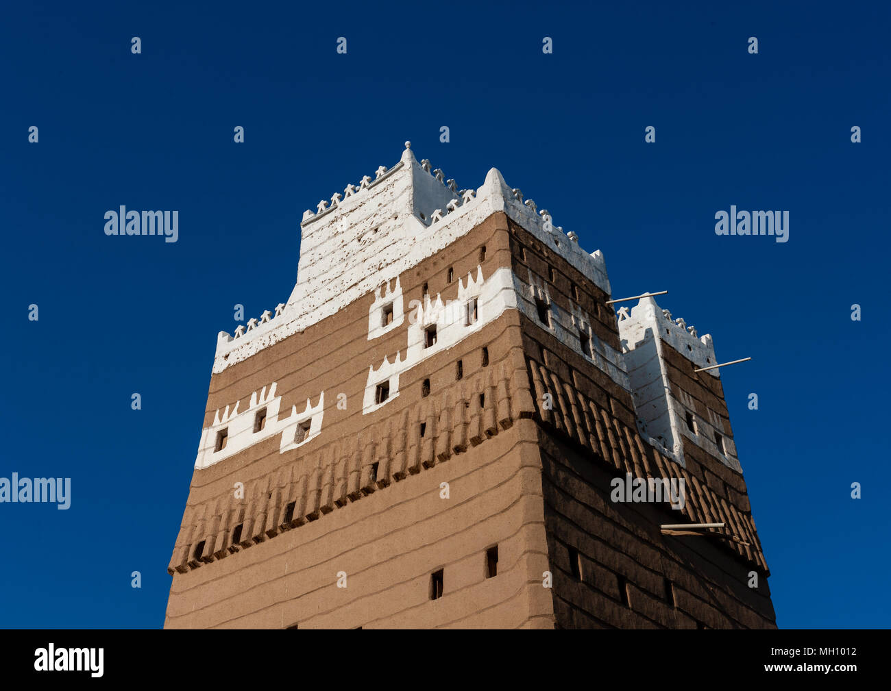 Tower of a traditional mud-bricks house, Najran Province, Najran, Saudi ...