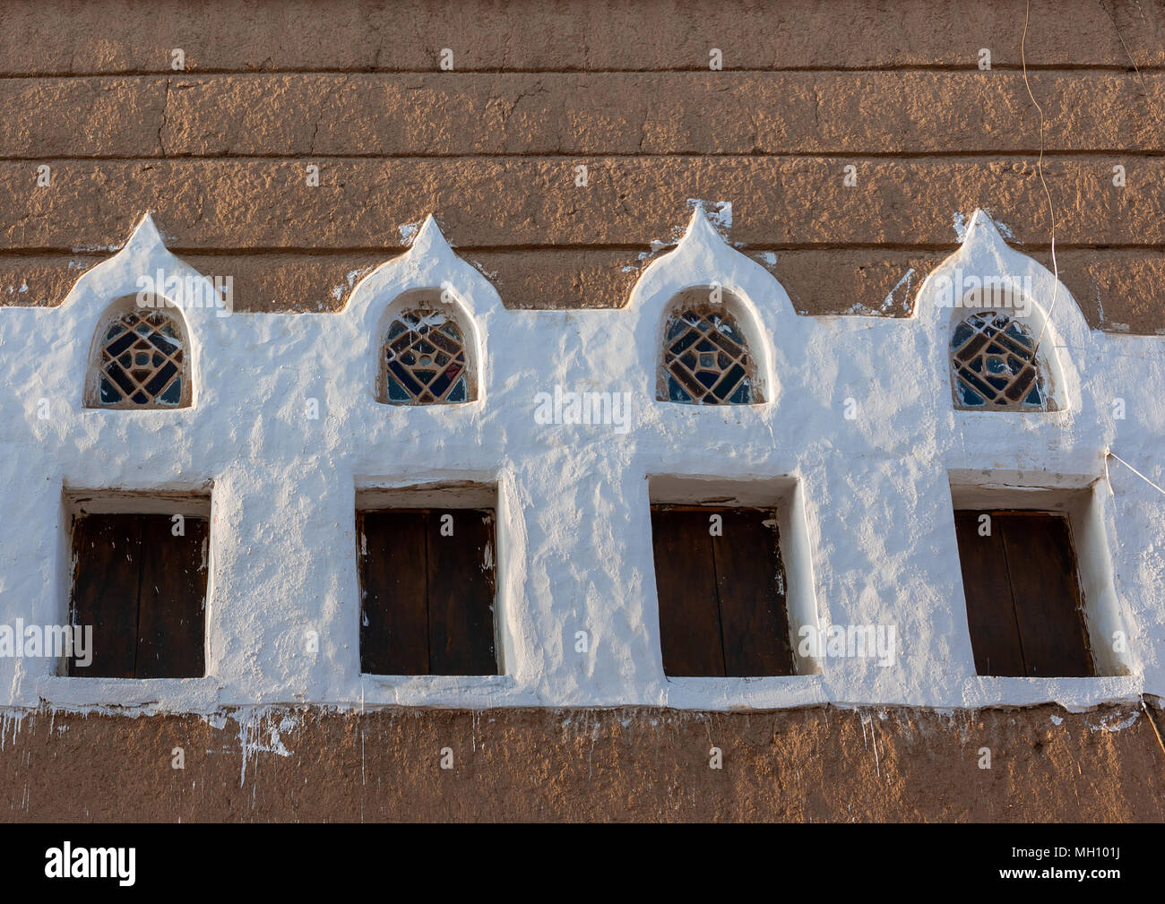Windows of a traditional mud-bricks house, Najran Province, Najran ...