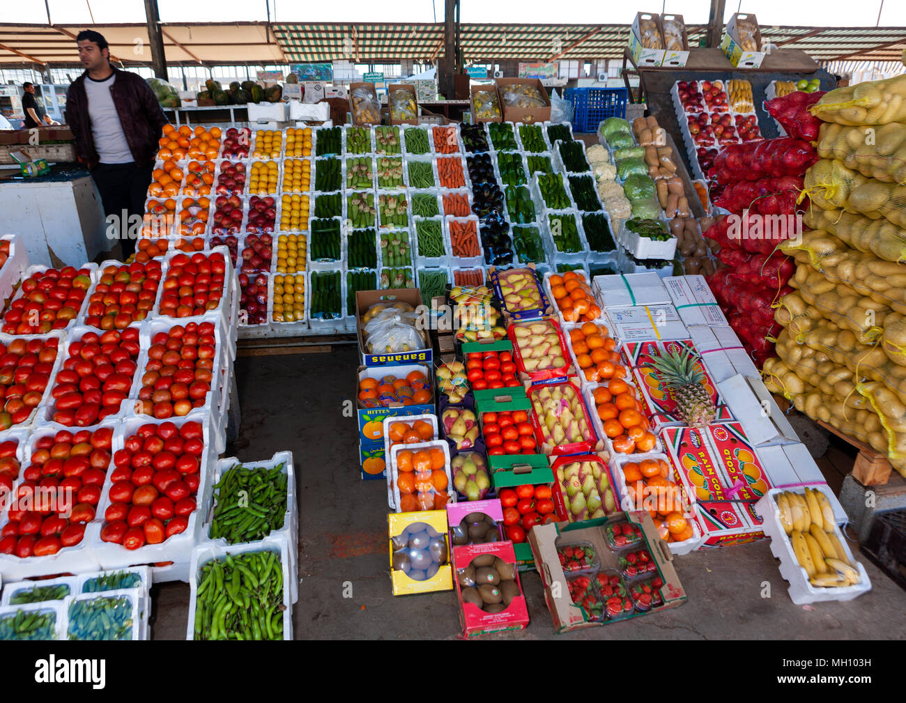 Fruits and vegetables for sale in a market, Al-Jawf Province, Sakaka ...