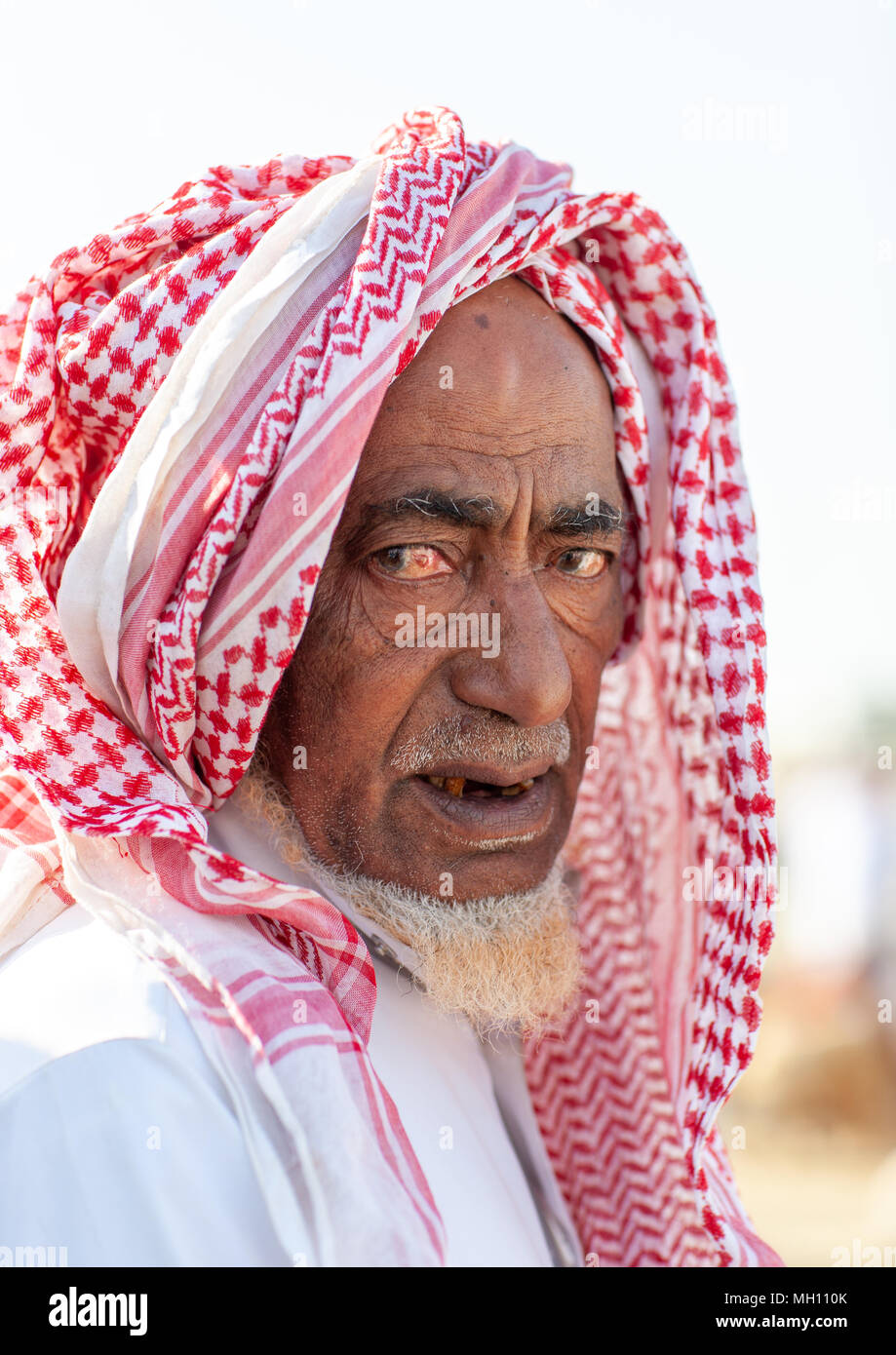 Portrait of an old saudi man with a white beard, Jizan Province, Sabya ...