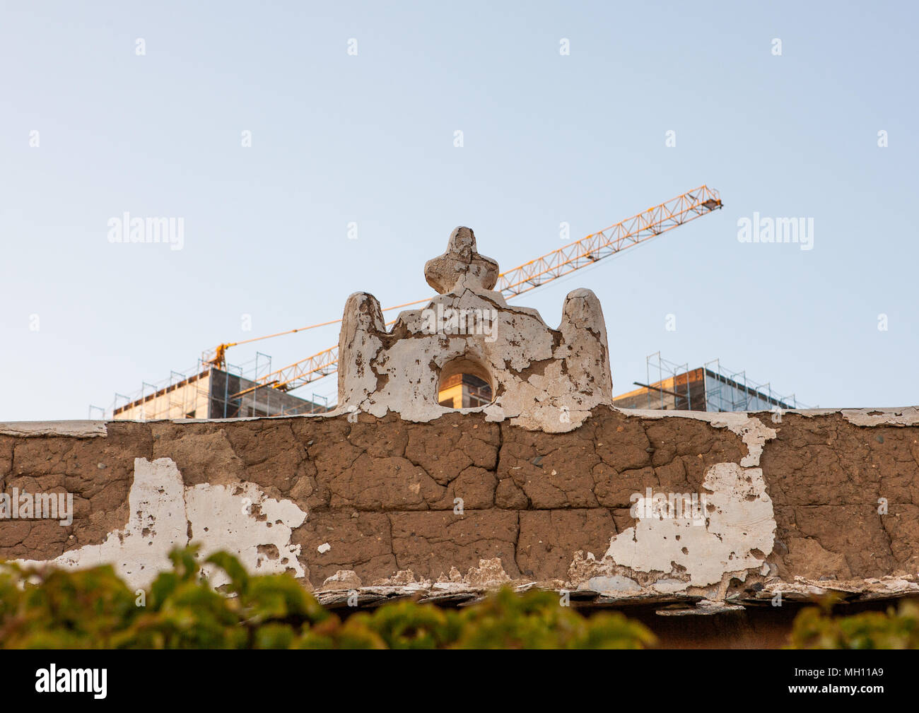 Detail of an old traditional house, Asir province, Abha, Saudi Arabia ...