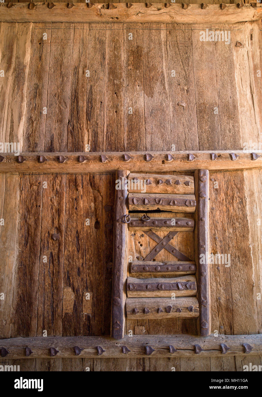 Old wooden door in musmak fort, Riyadh Province, Riyadh, Saudi Arabia ...