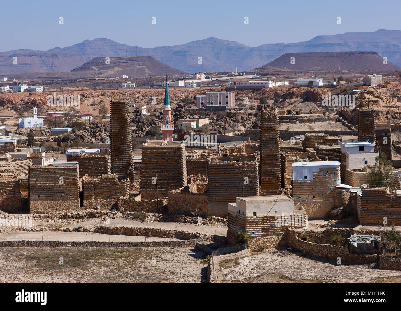 Traditional clay and silt homes in a village, Asir Province, Aseer ...