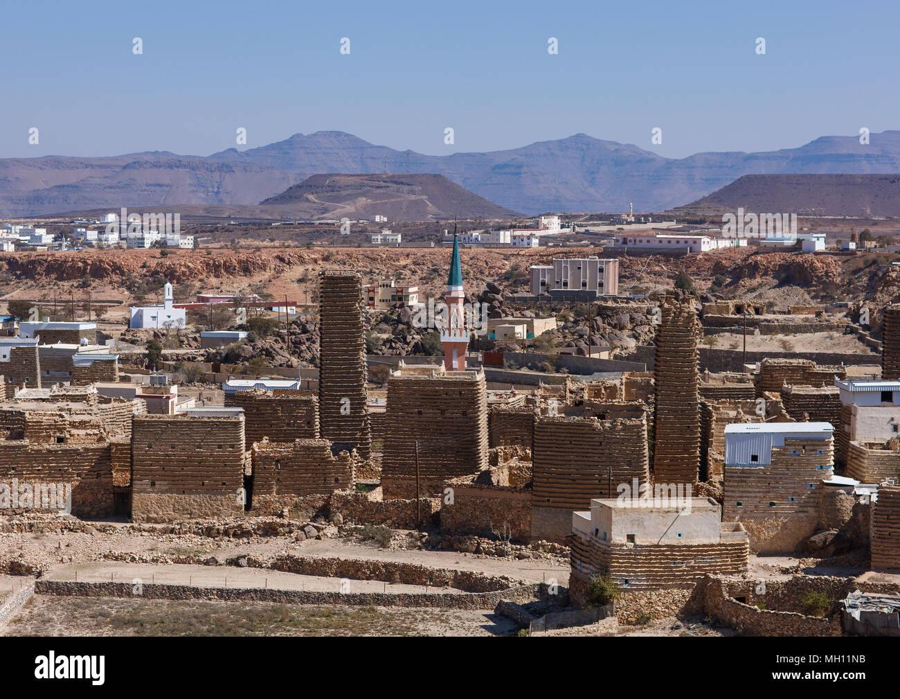 Traditional clay and silt homes in a village, Asir Province, Aseer ...