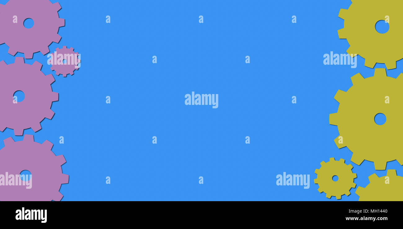 simple cogs and gears illustration blue background - copy space Stock ...