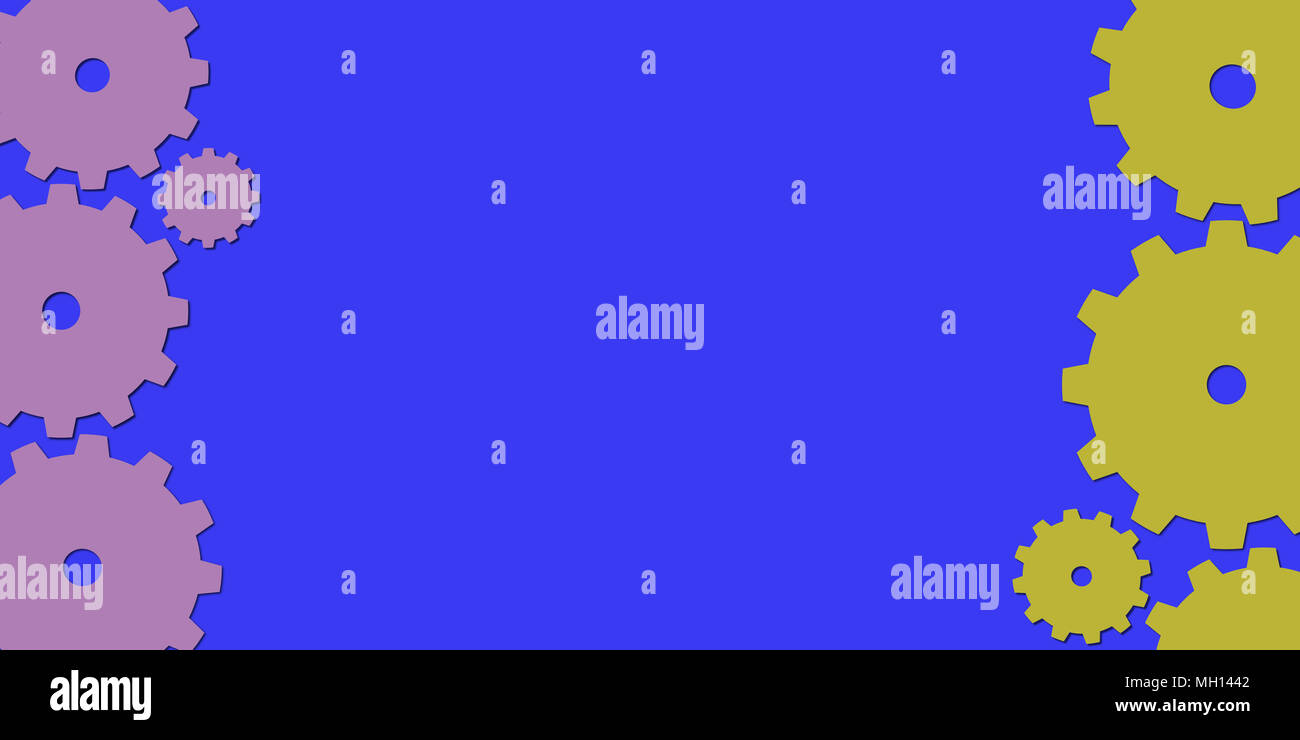 simple cogs and gears illustration blue background - copy space Stock ...