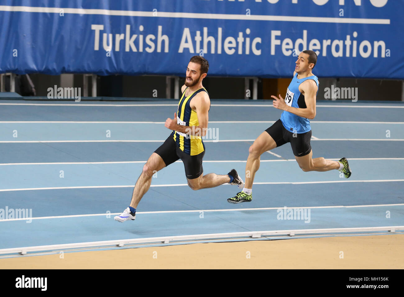 ISTANBUL, TURKEY - JANUARY 14, 2018: Athletes running during Turkish ...