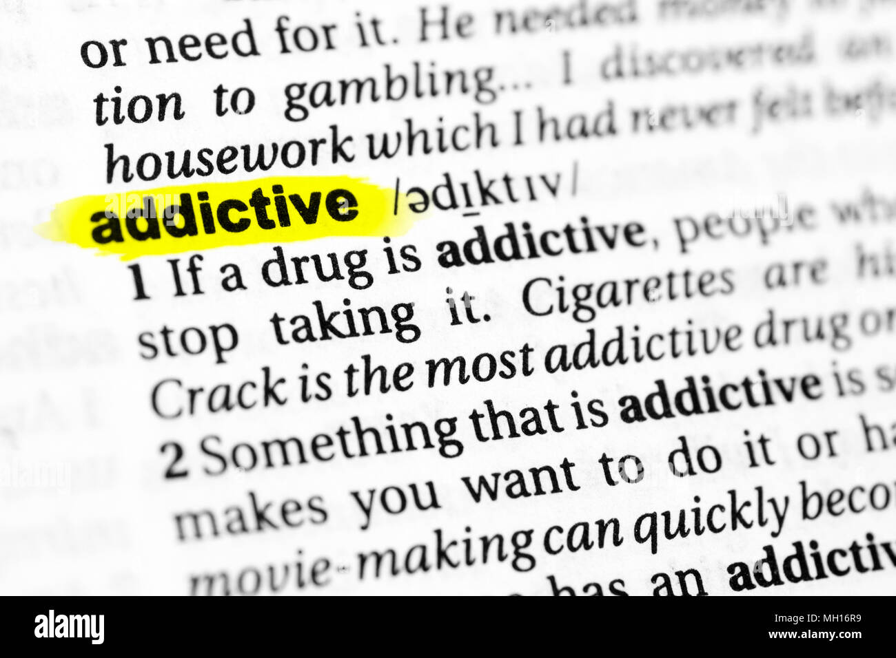 Highlighted English Word addictive And Its Definition In The Highlighted English Word addictive And Its Definition In The