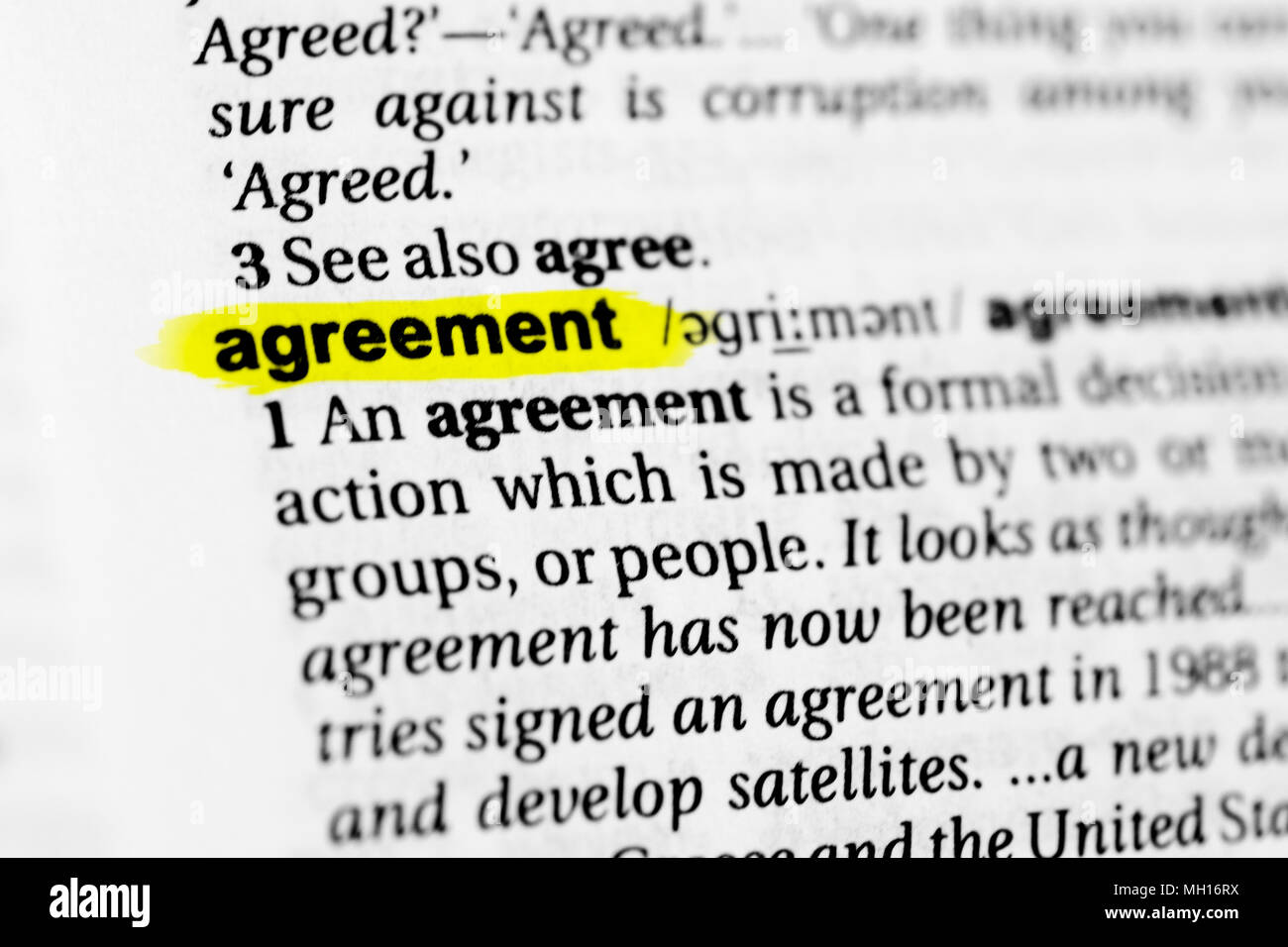 Highlighted English Word Agreement And Its Definition In The