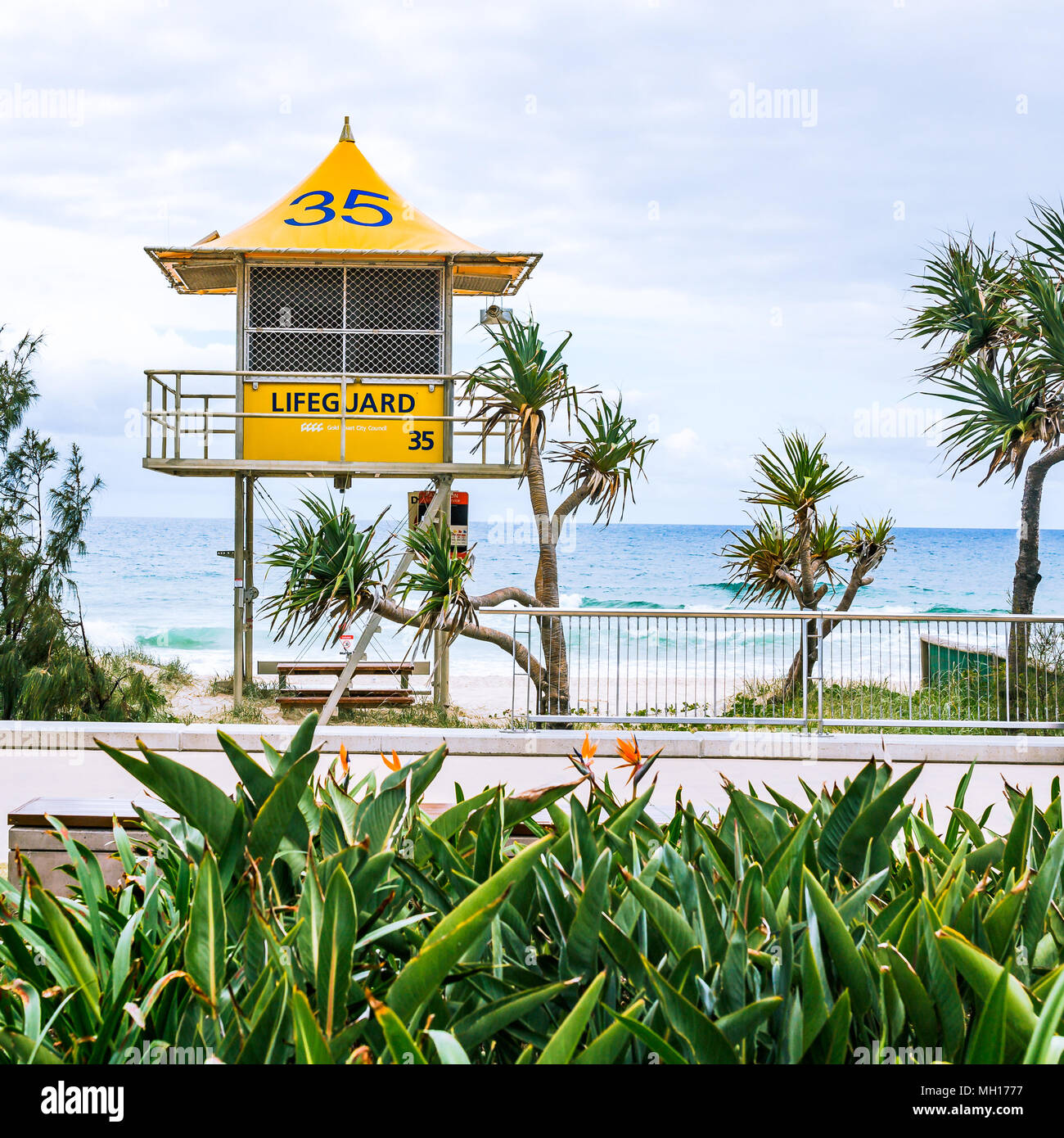 GOLD COAST, AUSTRALIA - December 27th, 2013: lifeguard huts on the ...