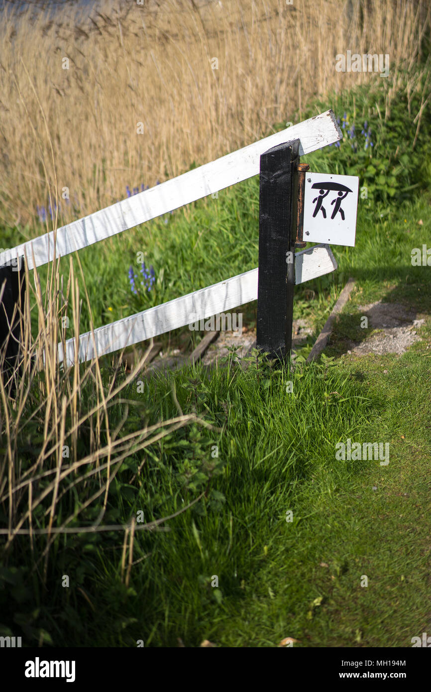 Sign indicating canoe carrying or launching area Stock Photo - Alamy
