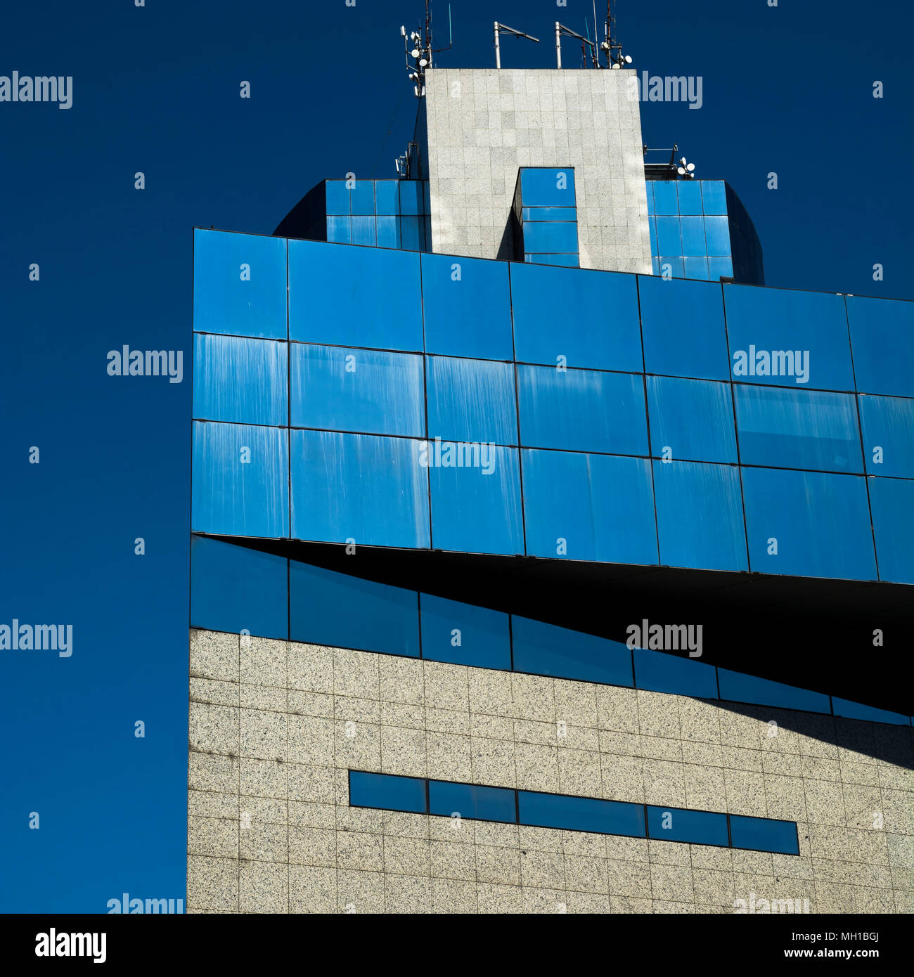 Blue sky background and building architecture in Bucharest Stock Photo ...