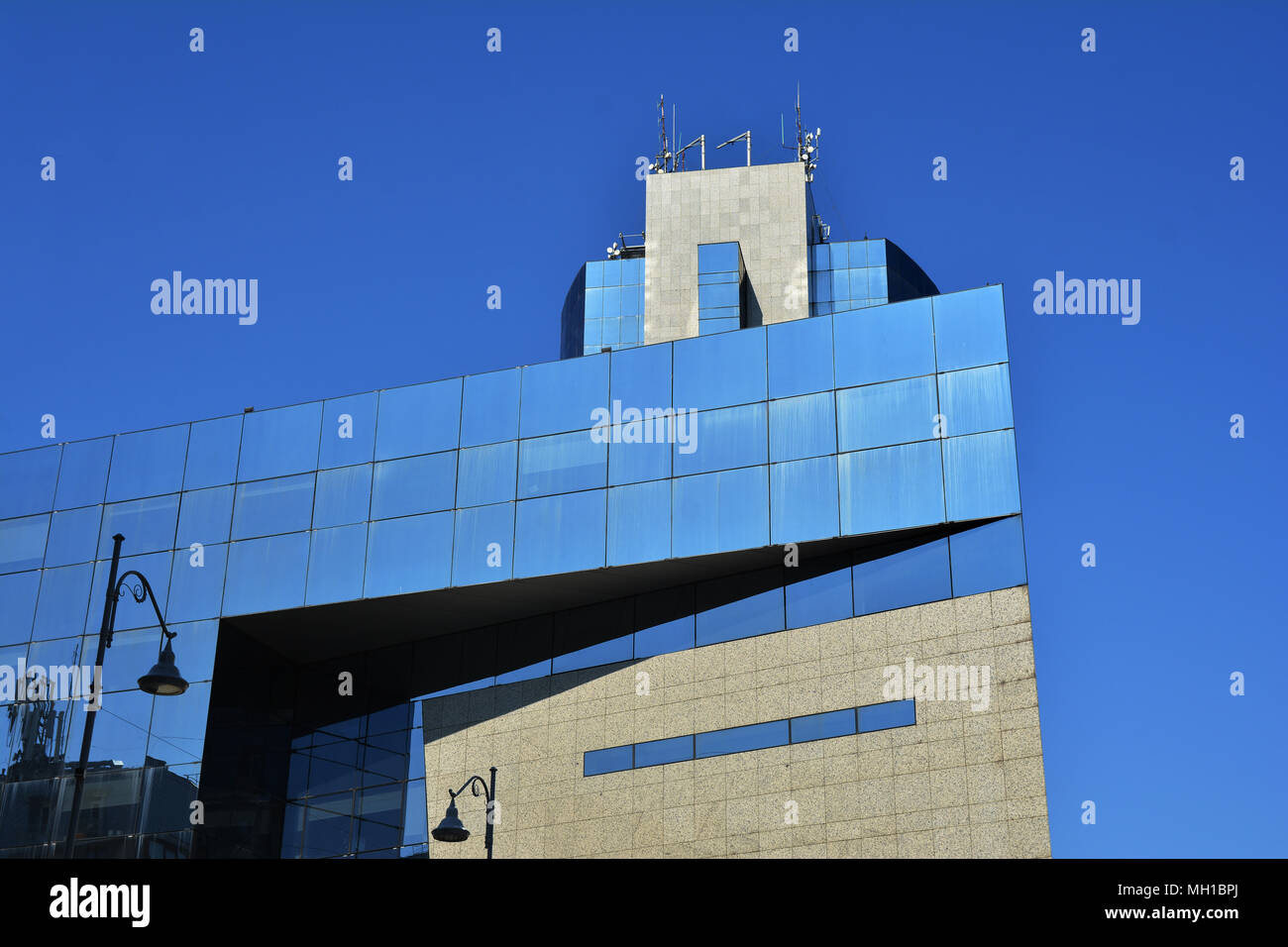Blue sky background and building architecture in Bucharest Stock Photo ...