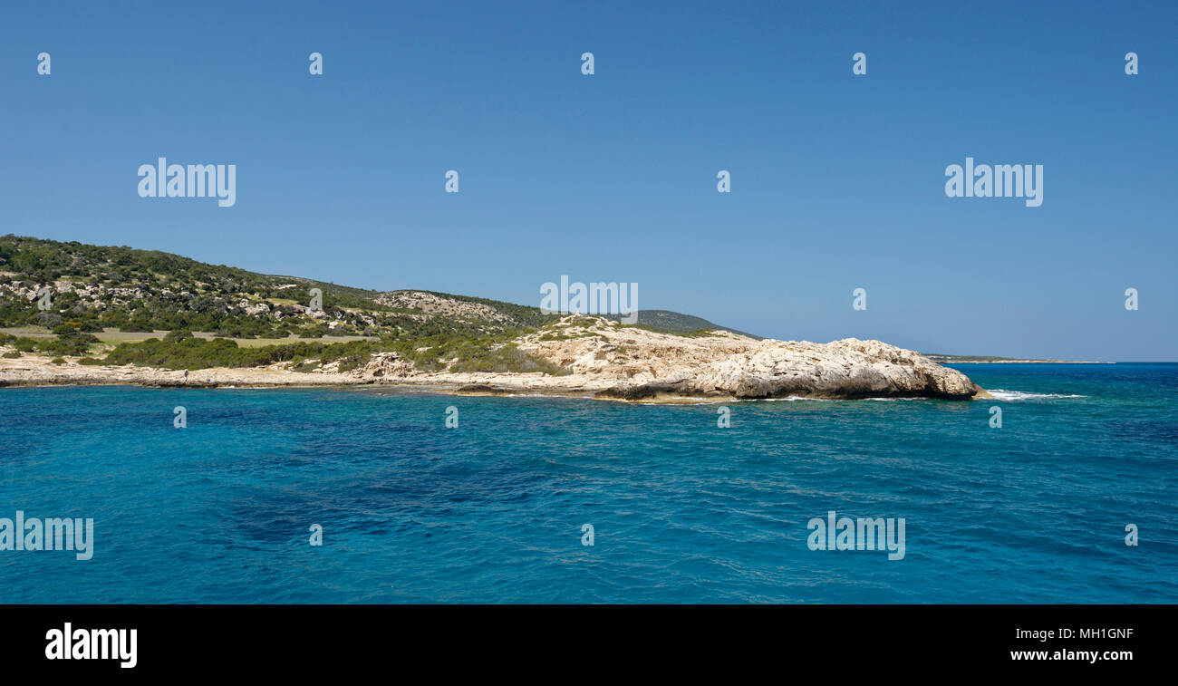 Blue Lagoon, Akamas Coast beyond Aphrodite's Baths, Cyprus Stock Photo ...