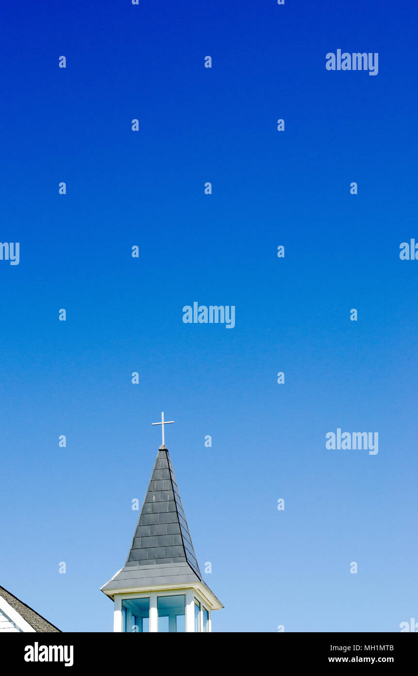 Top of a building with blue sky Stock Photo - Alamy