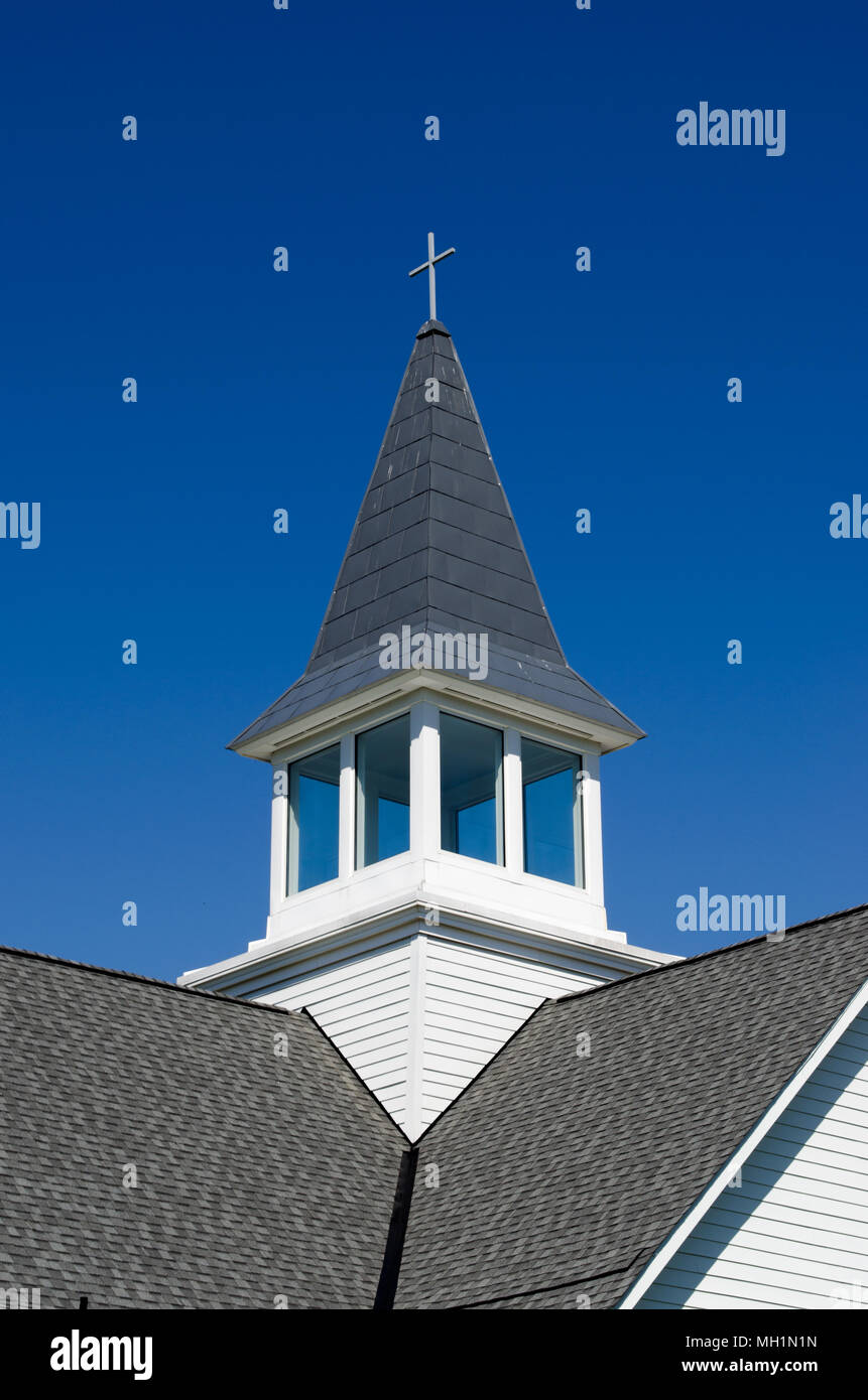 Top of a building with blue sky Stock Photo - Alamy
