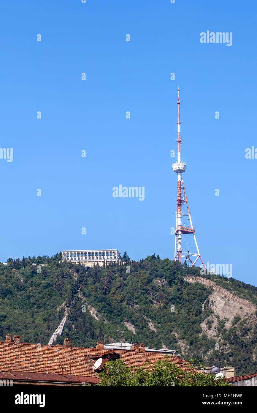 Tbilisi TV tower on Mount Mtatsminda - Georgia Stock Photo - Alamy