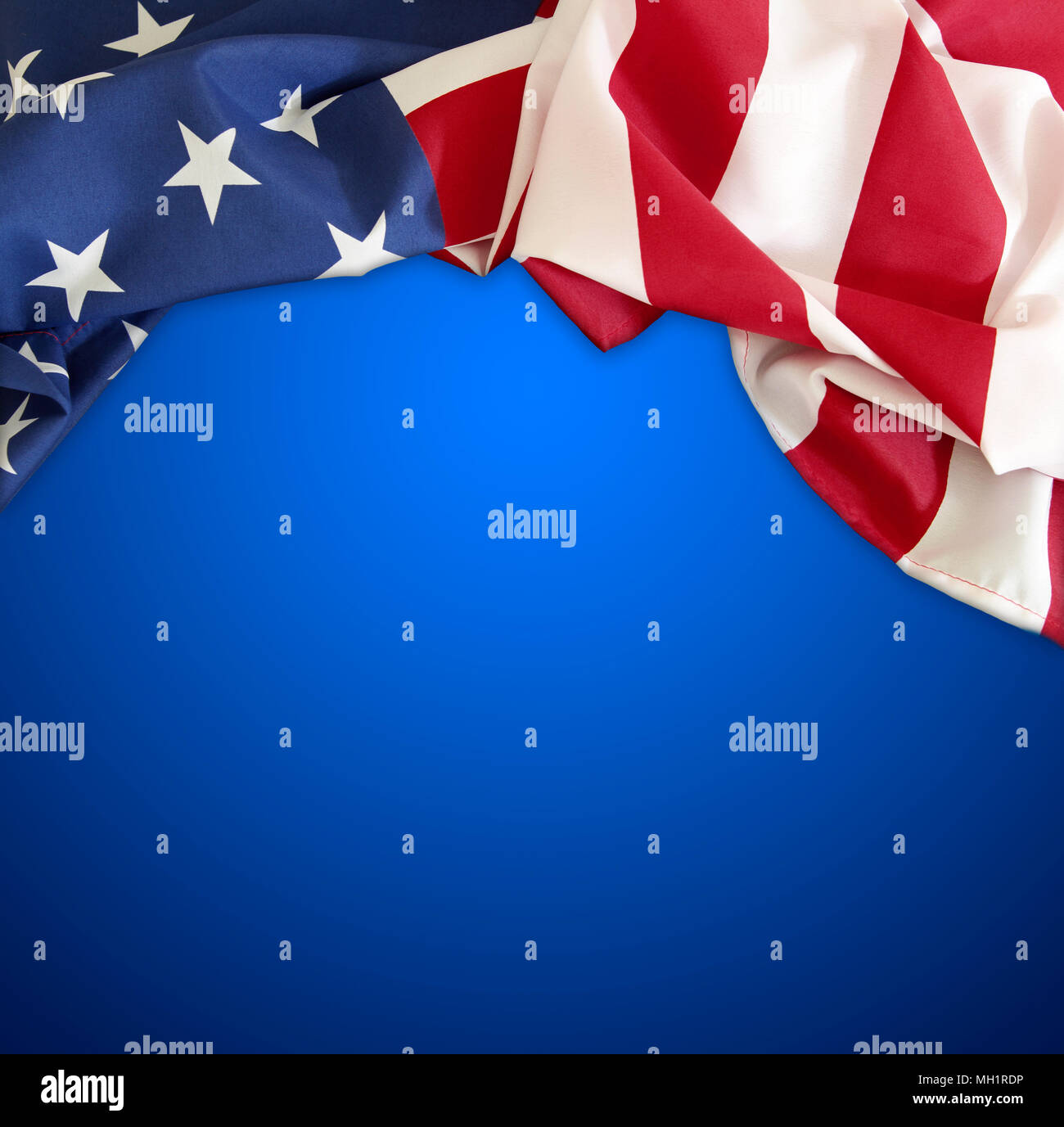 American flag on blue background Stock Photo - Alamy