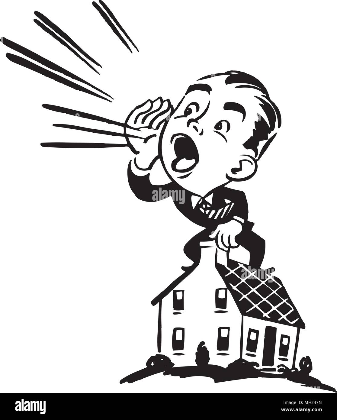 Yell Clipart Black And White