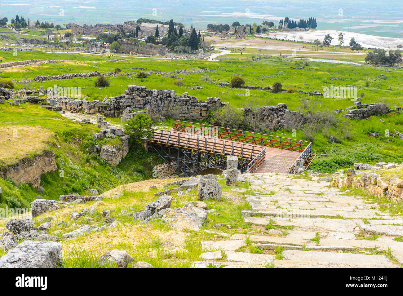 Nature and remains of Hierapolis, Pamukkale, Turkey. UNESCO World ...