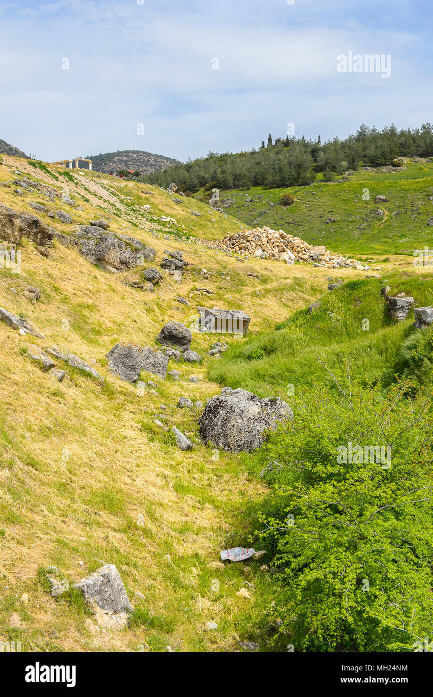 Nature and remains of Hierapolis, Pamukkale, Turkey. UNESCO World ...