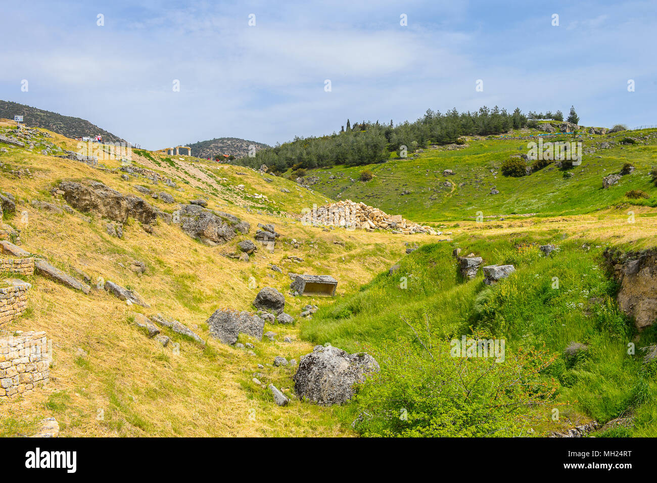 Nature and remains of Hierapolis, Pamukkale, Turkey. UNESCO World ...