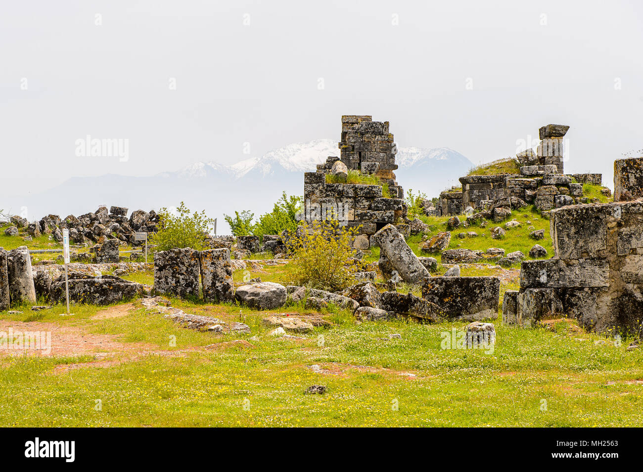 Ancient columns ruins in Hierapolis, Pamukkale, Turkey. UNESCO World ...