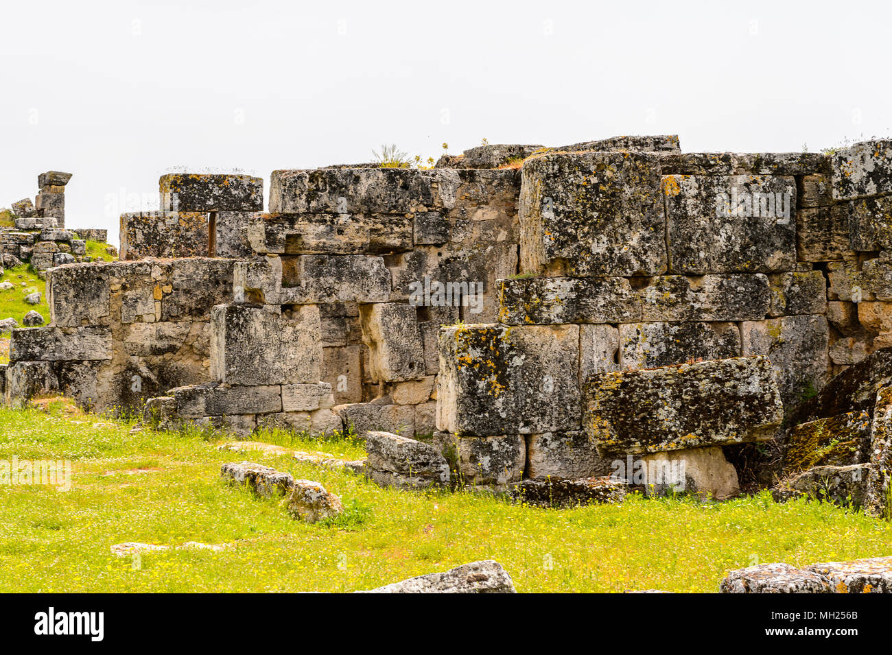 Ancient columns ruins in Hierapolis, Pamukkale, Turkey. UNESCO World ...