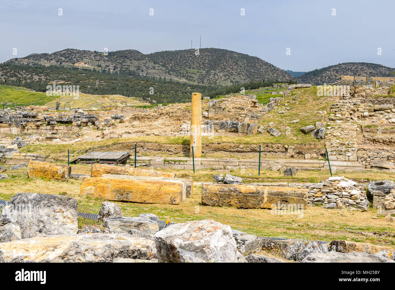 Ancient ruins in Hierapolis, Pamukkale, Turkey. UNESCO World Heritage ...