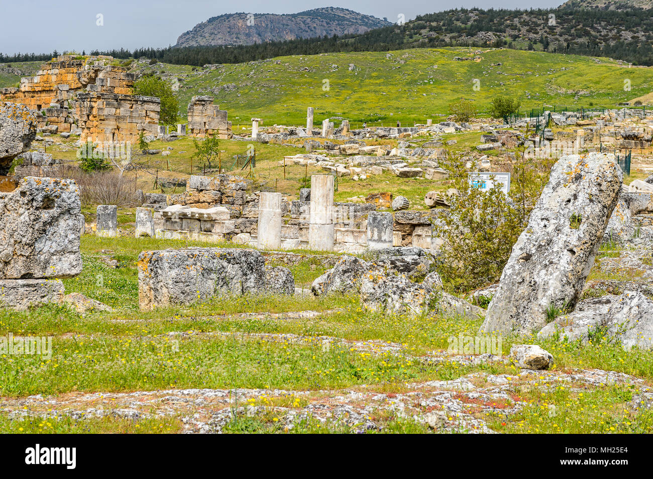 Ancient ruins in Hierapolis, Pamukkale, Turkey. UNESCO World Heritage ...