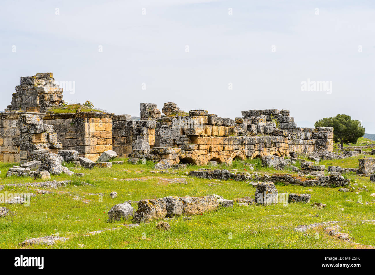 Ancient ruins in Hierapolis, Pamukkale, Turkey. UNESCO World Heritage ...